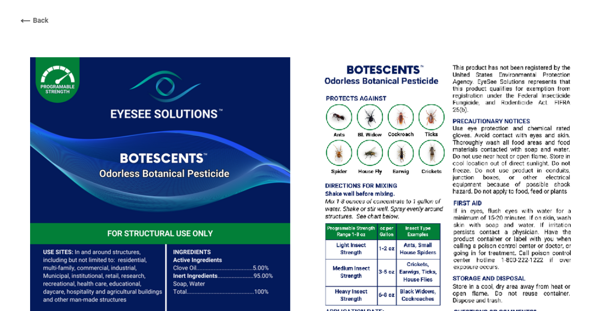 Botescents™ Odorless Botanical Pesticide Labels | EyeSee Solutions™